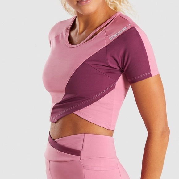 Gymshark | Tops | Gymshark Asymmetric Crop Top Dusky Pinkdark Ruby | Poshmark